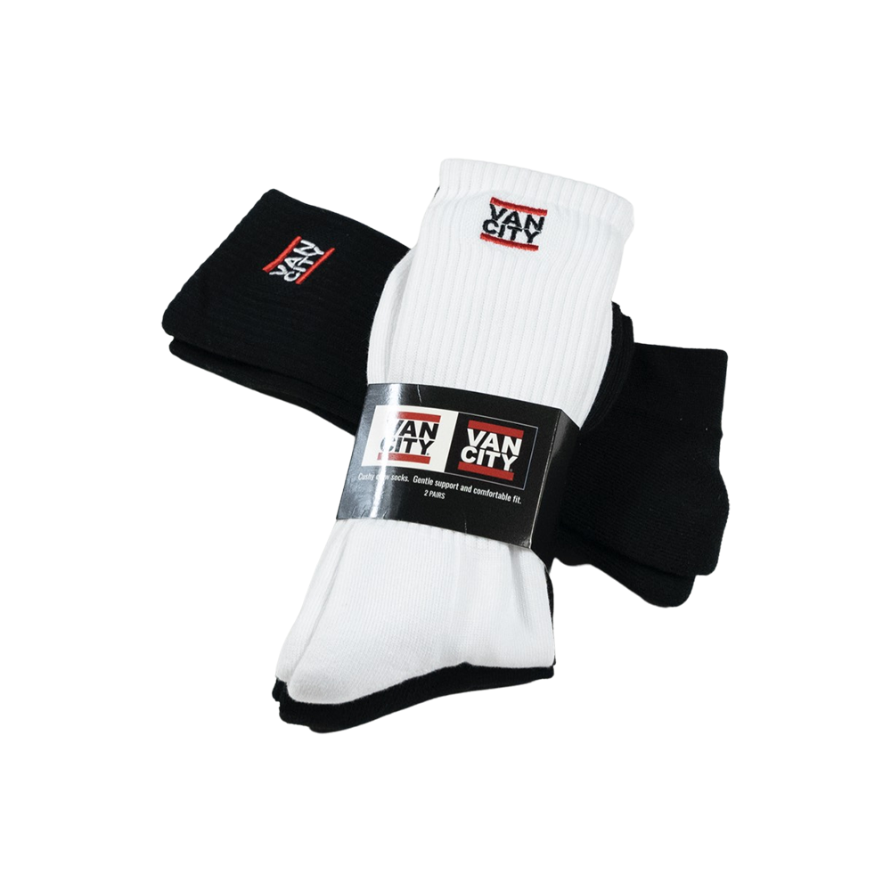 VANCITY ORIGINAL BRAND® UNDMC CREW SOCK 2 PACK - WHITE/BLACK - Vancity Original
